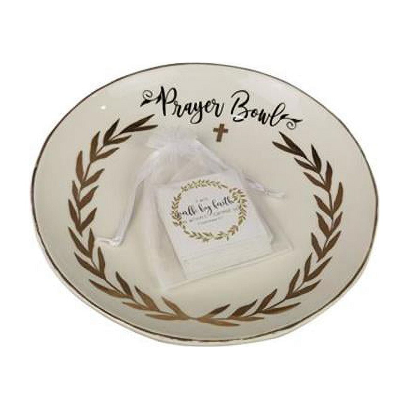 Youngs 10055 Ceramic Golden Faith Prayer Bowl with 40 Prayer Cards ...