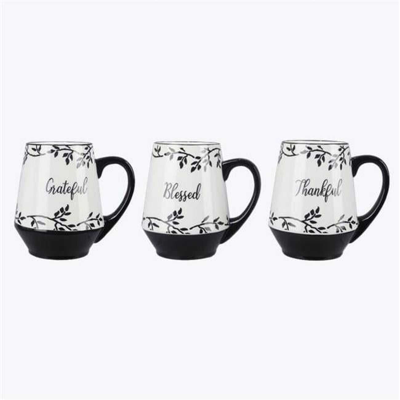 Young's Ceramic Mugs Set, Black and White, Assorted Colors, Grateful ...
