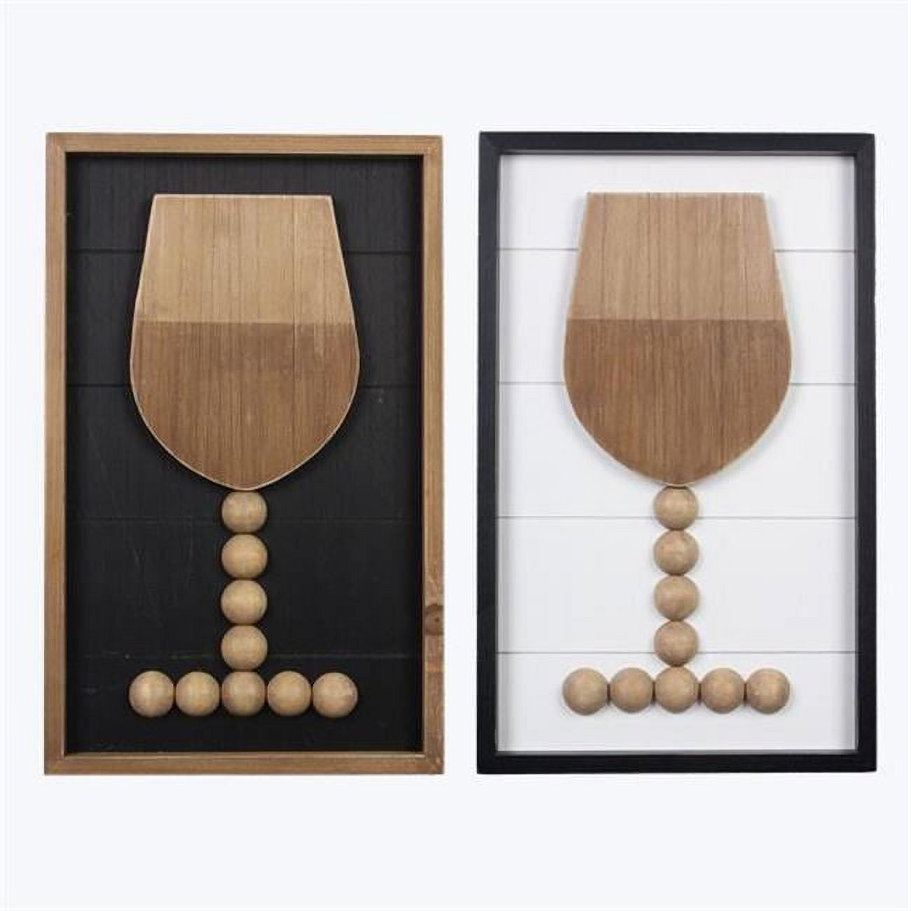 Youngs 11283 15.75 in. Wood Framed Wine Glass with Blessing Beads Stem ...