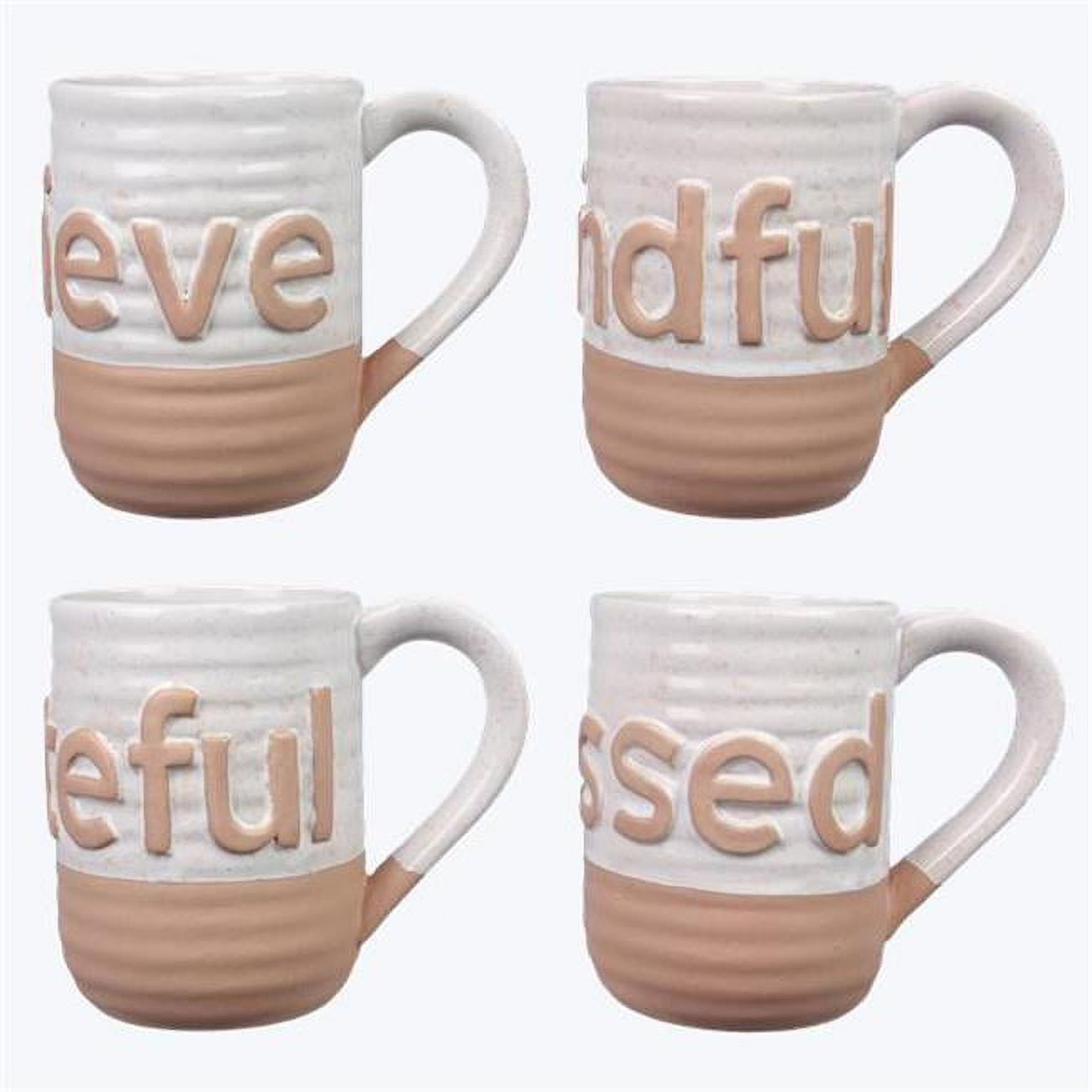Youngs 11417 Ceramic Mug with Large Embossed Word, Assorted Color - 4 ...