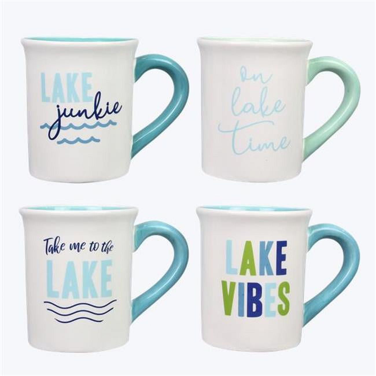 Youngs 11598 16 oz Ceramic Lake Mug, Assorted Style - Set of 4 ...