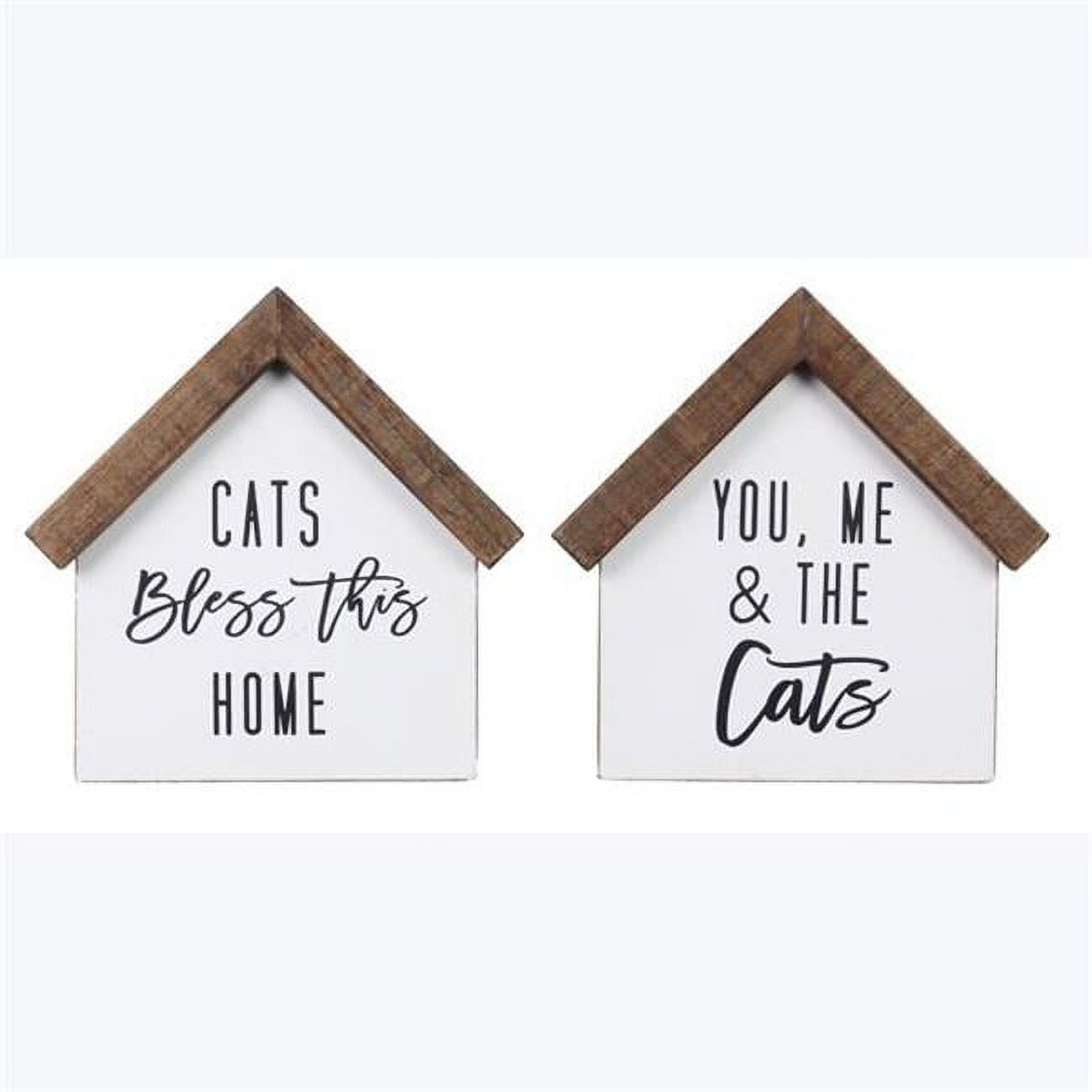 Youngs 12437 Wood House Shaped Tabletop Cat Signs, 2 Assorted - Walmart.com