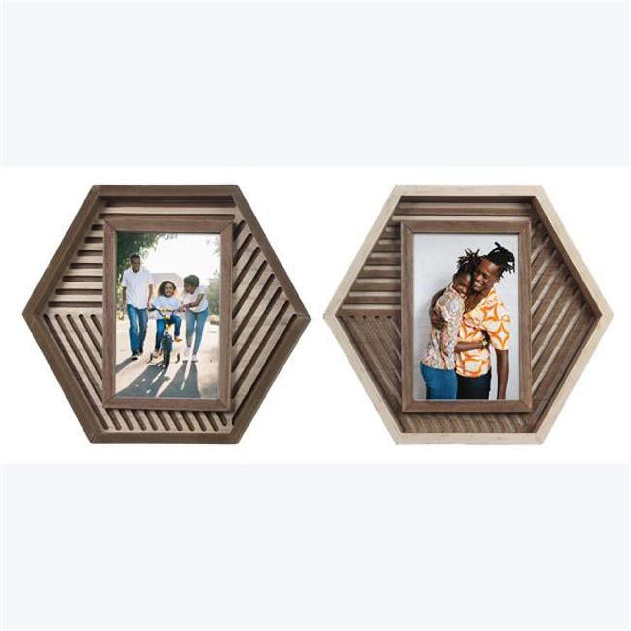 Youngs 12531 4 x 6 in. Wood Geometric Hexagon Photo Frame, Assorted ...
