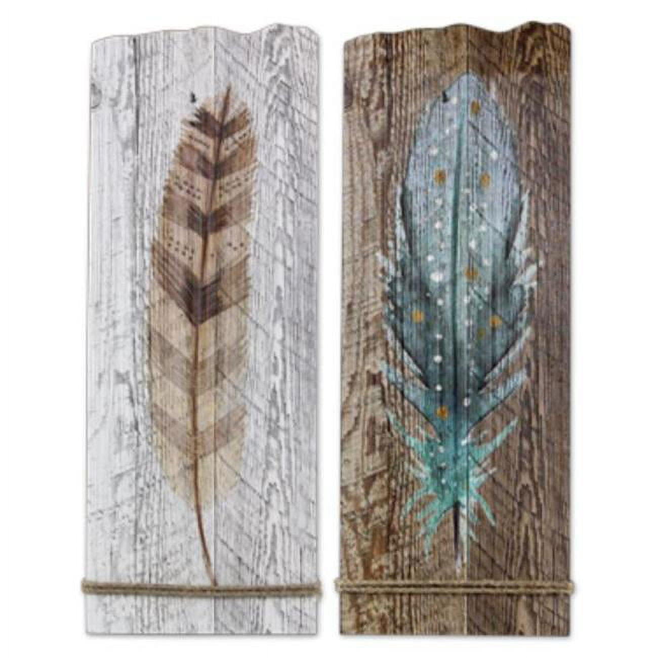 Youngs 16935 Wood Feather Wall Art, Assorted Color - 2 Piece - Walmart.com