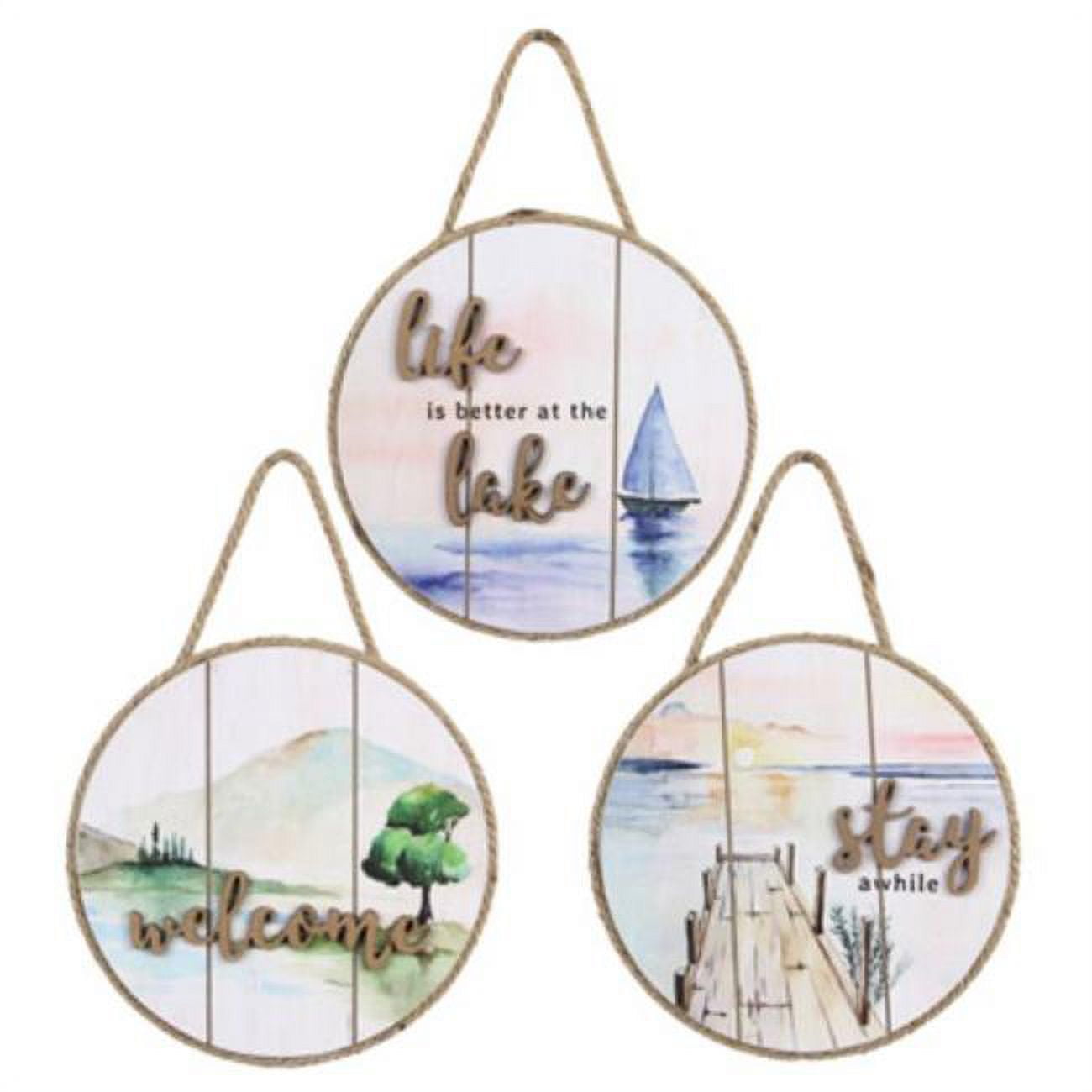 Youngs 20038 Wood Round Watercolor Wall Sign with Laser Typography ...
