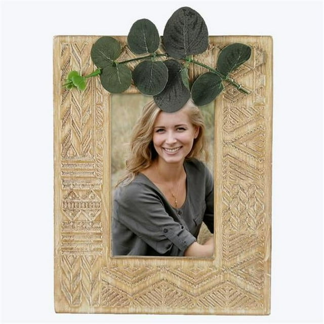 Youngs 20850 4 x 6 in. Wood Carved Photo Frame with Artificial Leaves ...