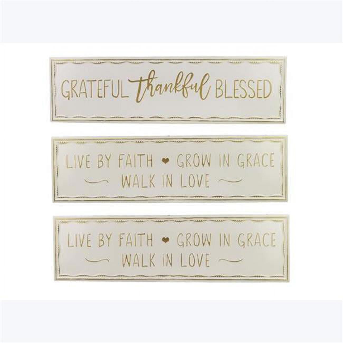 Youngs 20859 Punched Metal Wall Sign with Thankful Live Faith Gold ...