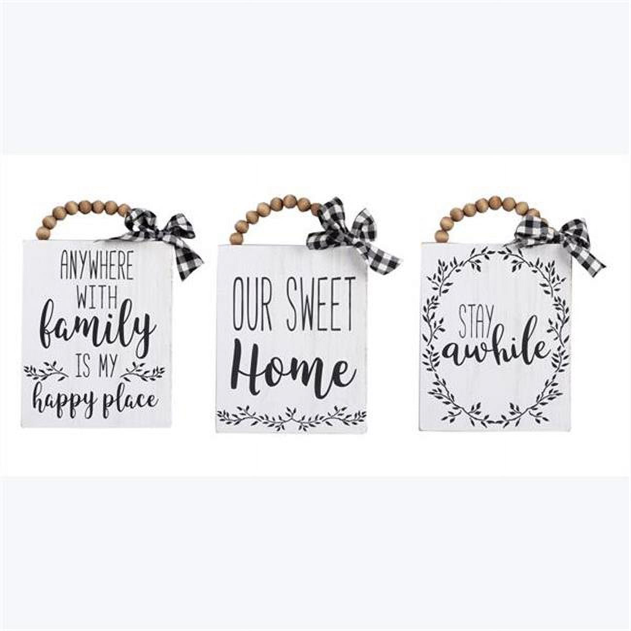 Youngs 21095 Wood Box Sign with Buffalo Plaid Bow & Bead Hanger ...