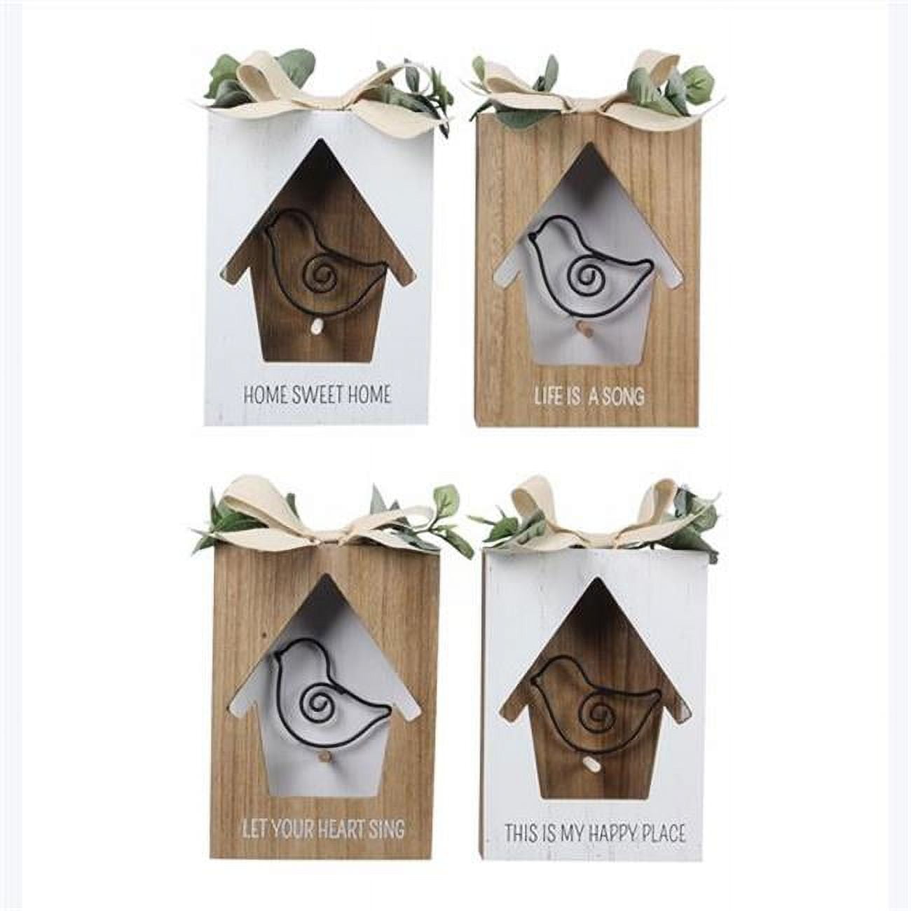 Youngs 21136 Wood Shadow Box Bird House Wall Art with Artificial Sprigs ...