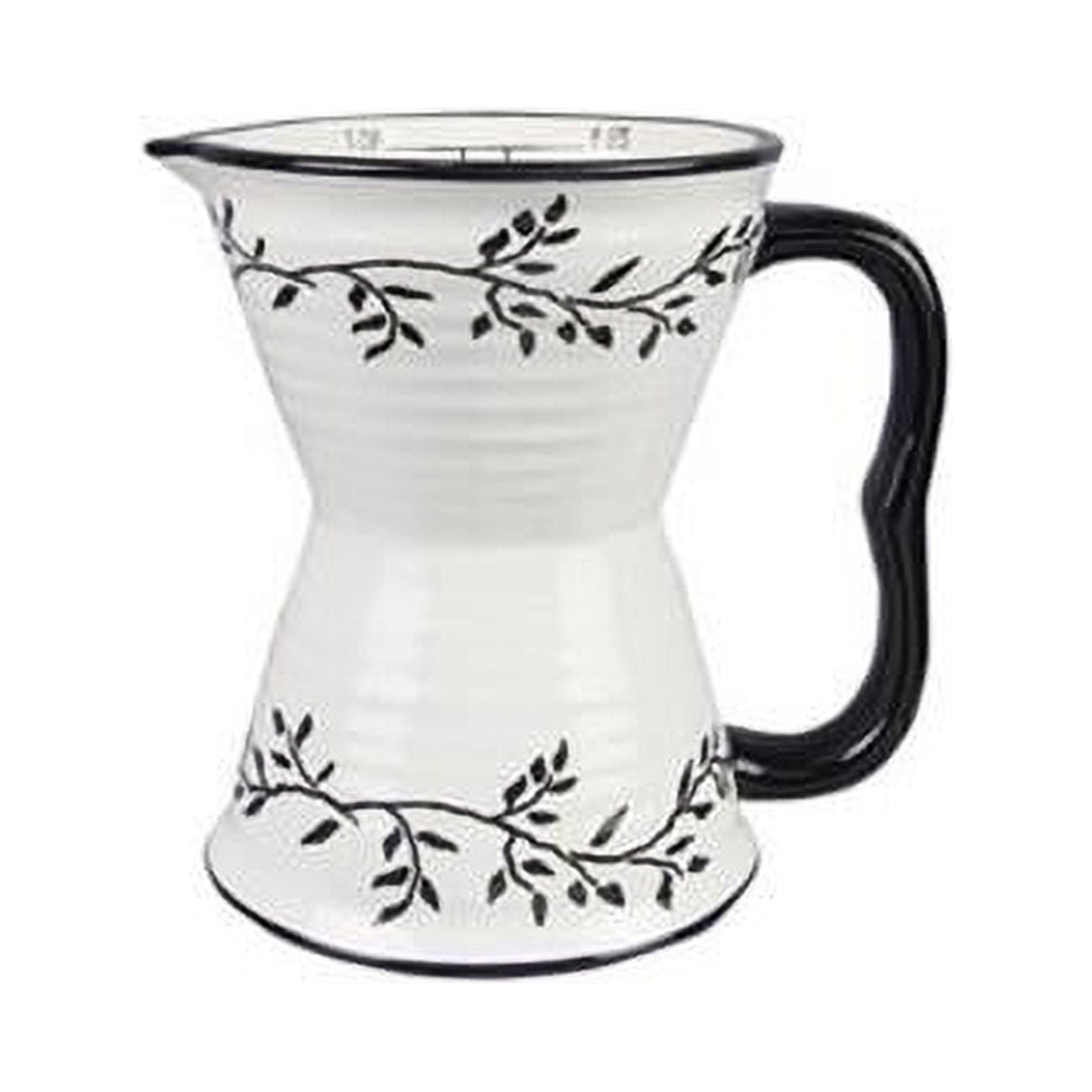Youngs 21201 Ceramic Botanical Design Wet & Dry Measuring Cup, Black ...