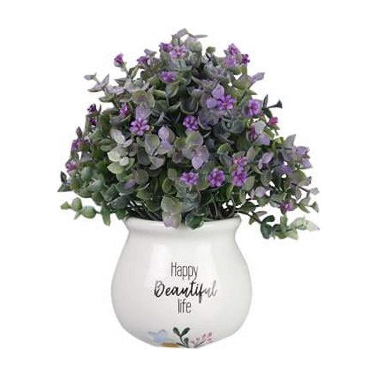 Youngs 21241 Ceramic Birthday & Beautiful Life Pot with Artificial ...