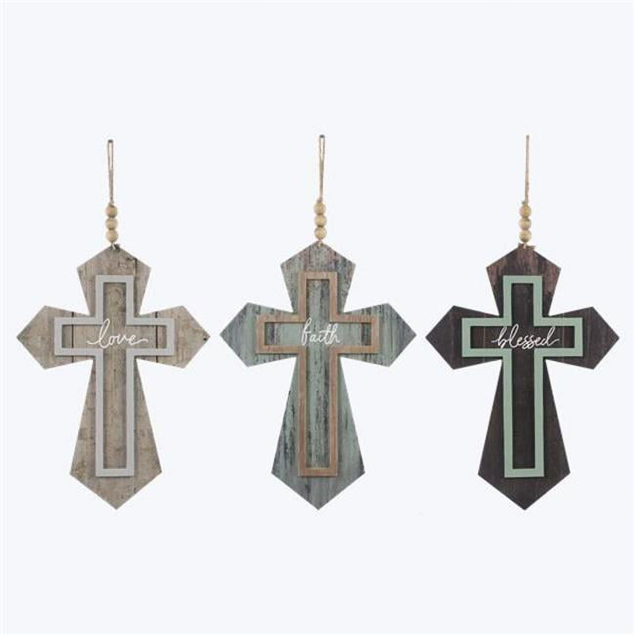 Youngs 21266 Wood Wall Hanging Cross with 3D Cross Design & Blessing ...