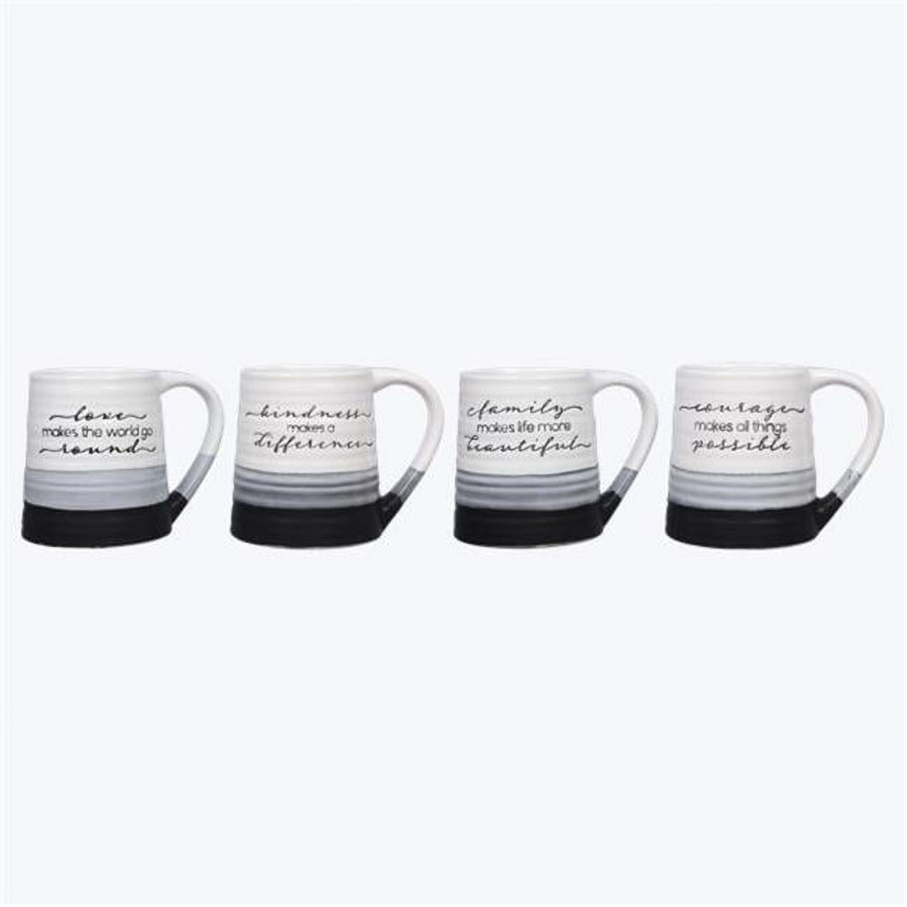 Youngs 21344 Rustic Modern Ceramic Mug, Assorted Color - 4 Piece ...