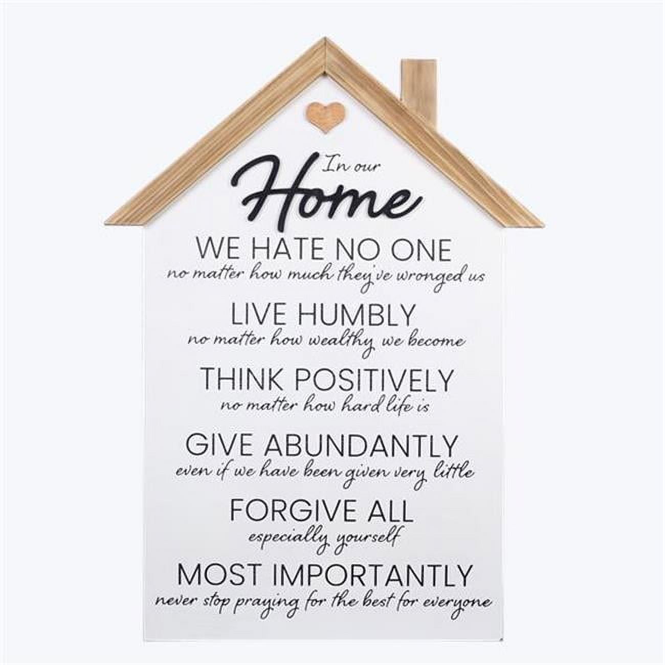 Youngs 21359 Wood Modern Country House Shaped Home Wall Sign with 3D ...