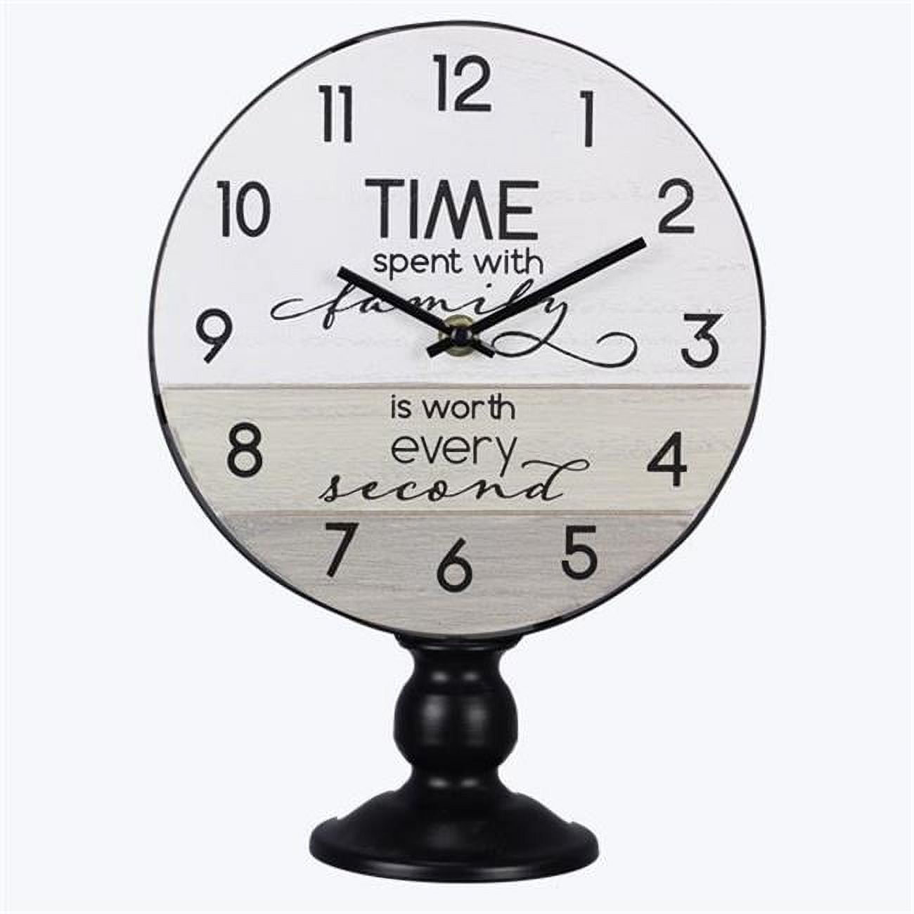 Youngs 21412 Wood Rustic Modern Tabletop Clockon Pedestal - Walmart.com