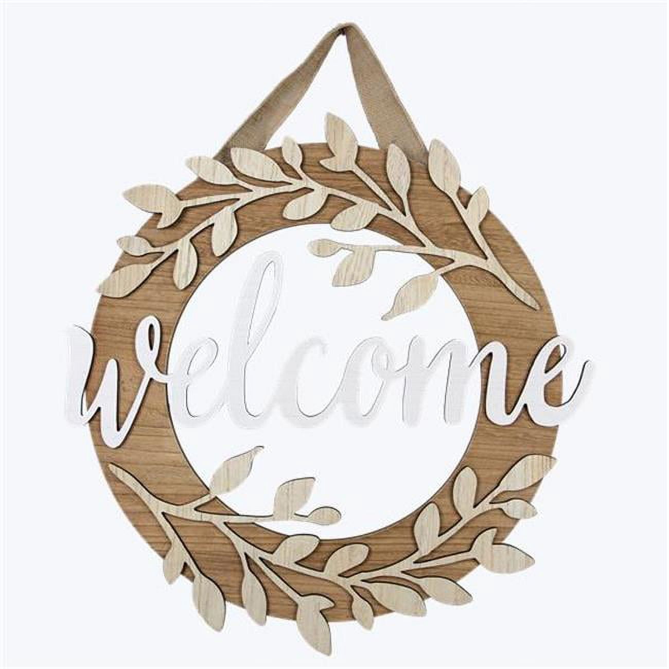 Youngs 21464 Wood Laser Cut Woodland Wreath Welcome Wall Sign - Walmart.com