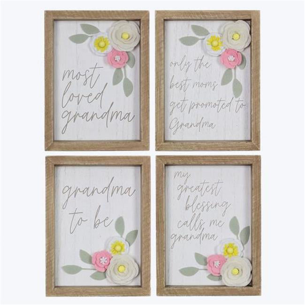 Youngs 21490 Wood Framed Grandma Wall & Tabletop Sign with Felt Flowers ...
