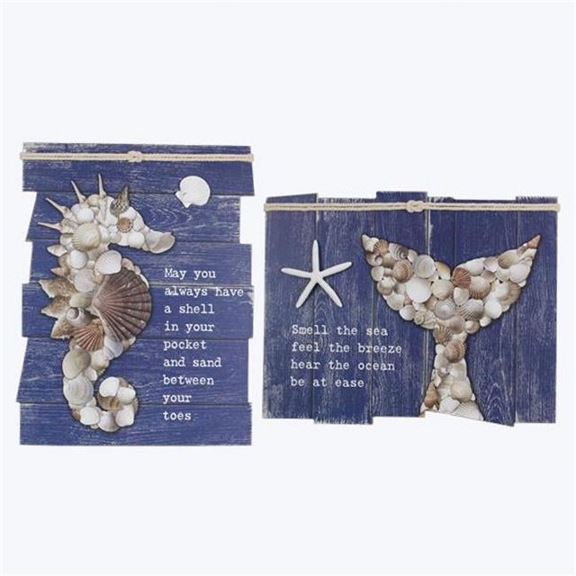 Youngs 61577 Wood Nautical Wall Sign with Seahorse & Whale Tail ...
