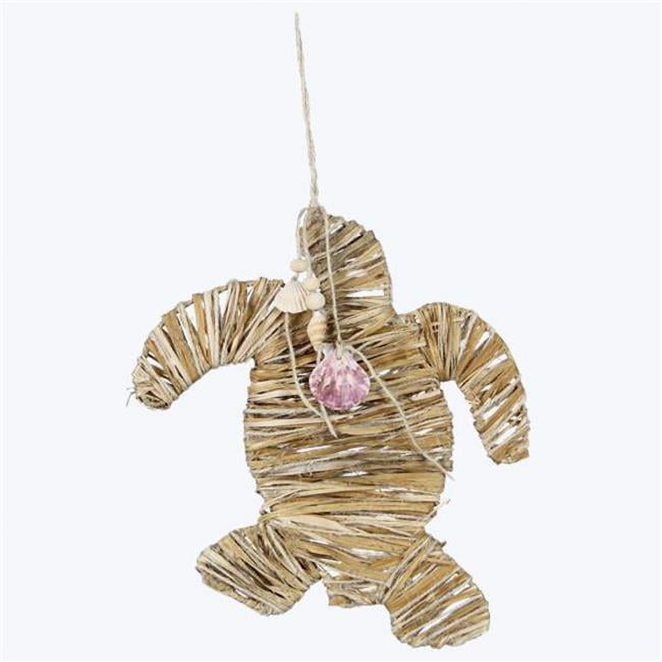 Youngs 61675 Straw Weaved Sea Turtle with Shells Accent & Wall Art ...