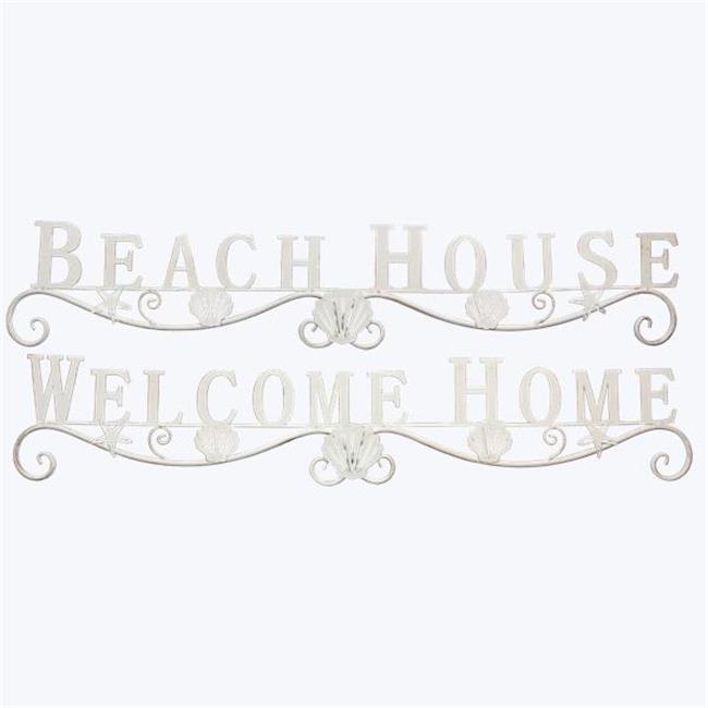 Youngs 61708 Metal Beach House Welcome Wall Sign with Shell Designs ...