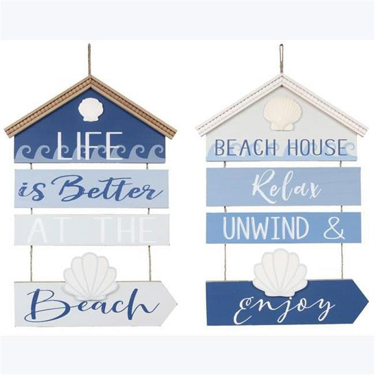 Youngs 62082 MDF Wood Nautical Wall Sign with Resin Shell, 2 Assorted ...