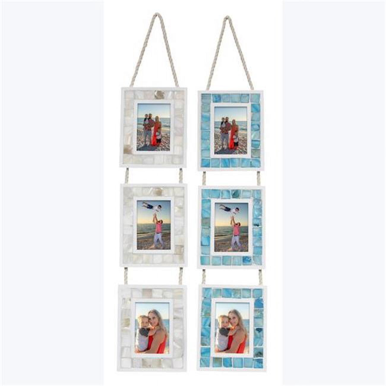 Youngs 62169 2.5 x 3.5 in. Wood Triple Picture Frame with Shell Tiles ...