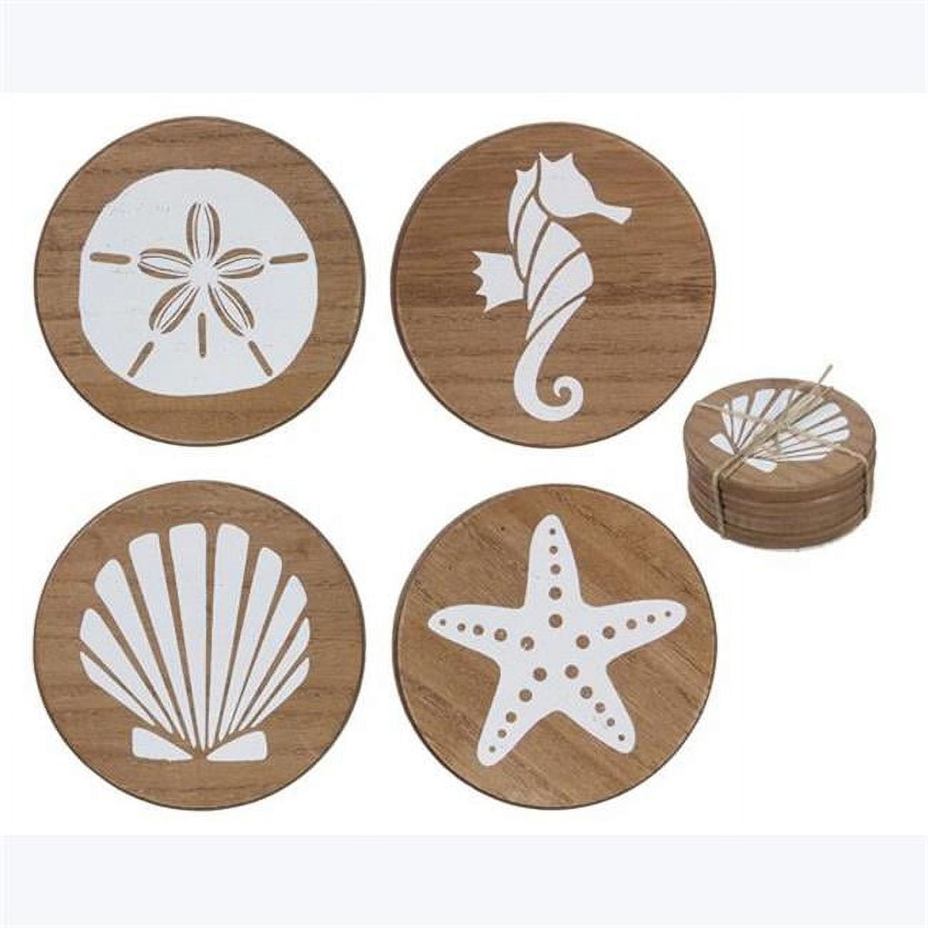 Youngs 62326 Wood Coastal Neutral Coaster - 4 Piece - Walmart.com
