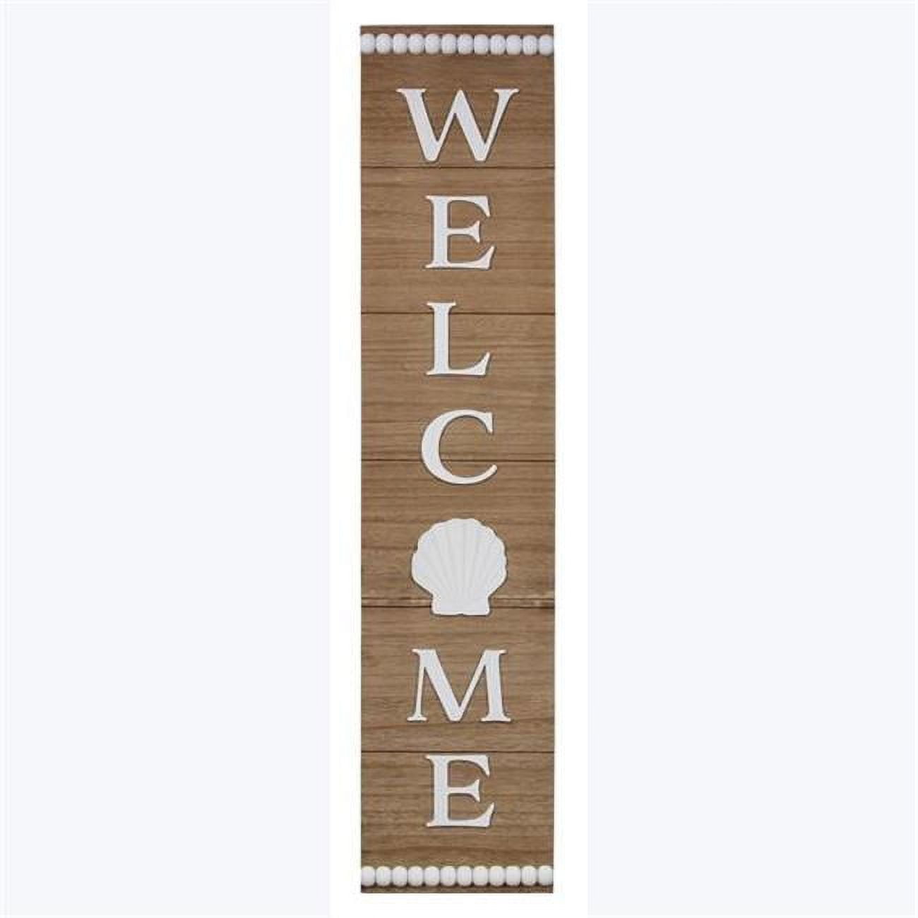 Youngs 62331 Wood Coastal Neutral Welcome Sign with Door Leaner ...