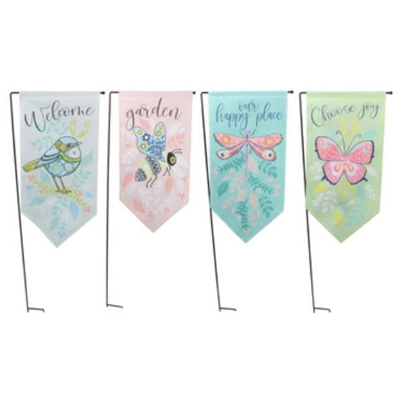 Youngs 71375 Metal & Canvas Garden Flags, Assorted Color - 4 Piece ...