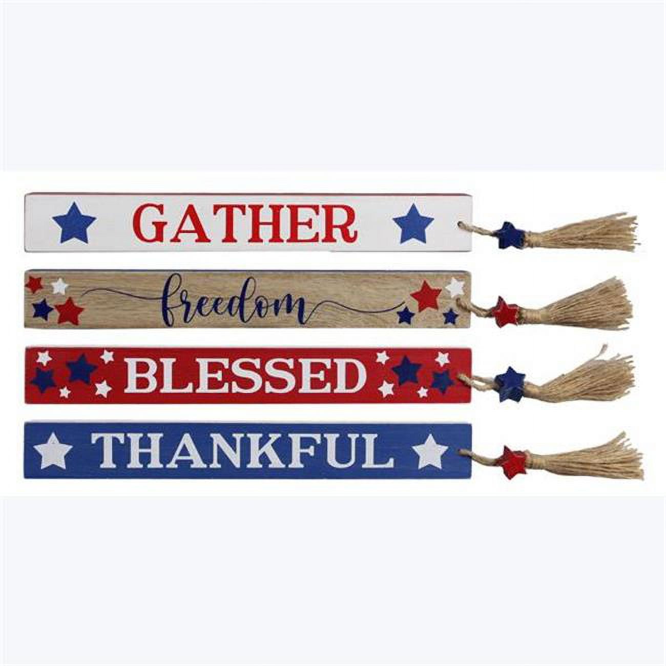 Youngs 73105 Wood 4th of July Long Tabletop Block Sign, 4 Assortment ...