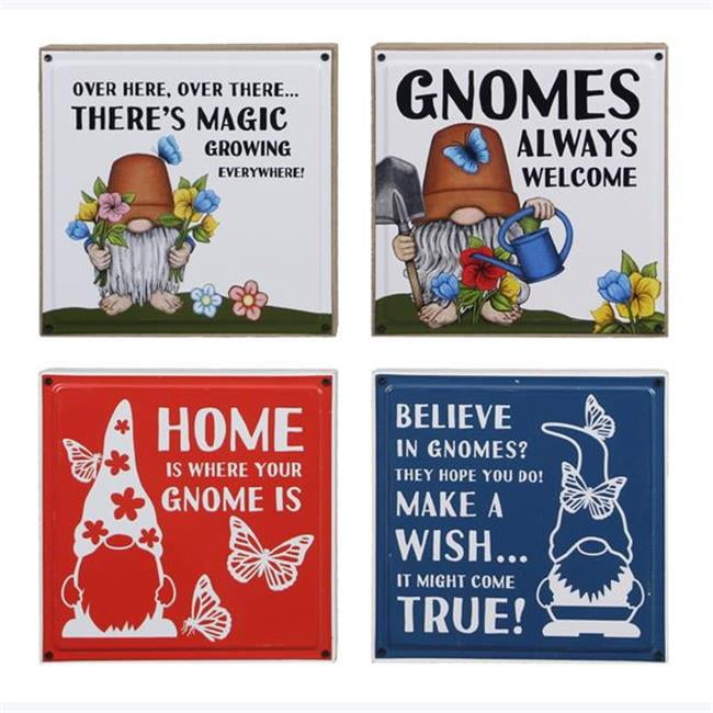 Youngs 73496 Wood, Enamel Garden Tabletop or Wall Gnomes Sign, Assorted ...