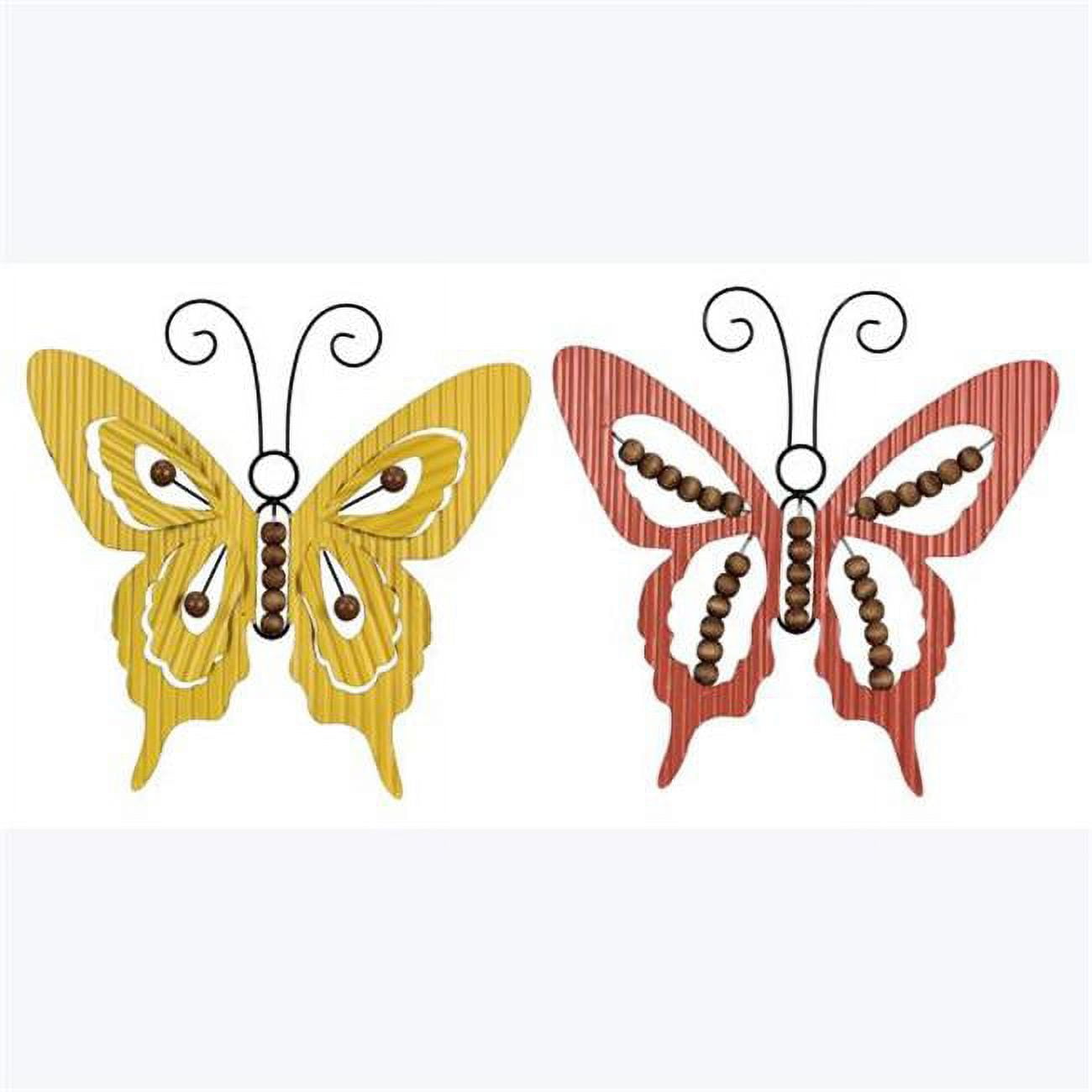 Youngs 73852 Waffle Tin Metal Garden Butterfly Wall Decor, 2 Assorted ...