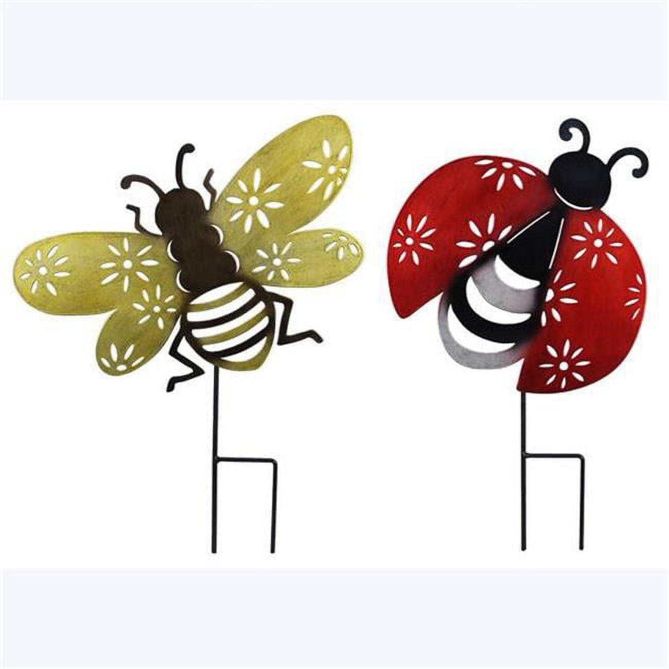 Youngs 73868 Metal Bee & Lady Bug Garden Stake - 2 Assorted - Walmart.com