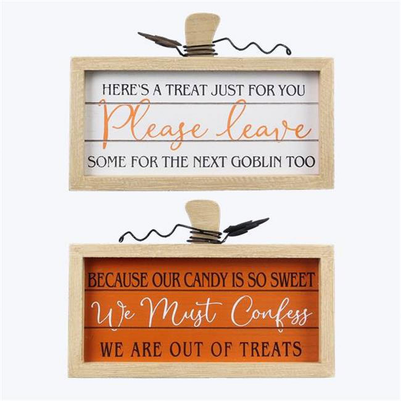 Youngs 81062 Wood Double Sided Halloween Box Sign with Pumpkin Stem ...