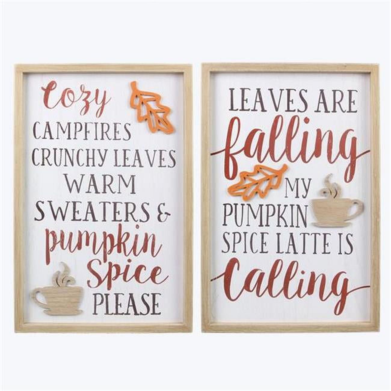 Youngs 81074 Wood Framed Fall Wall Signs, Assorted Color - 2 Piece ...