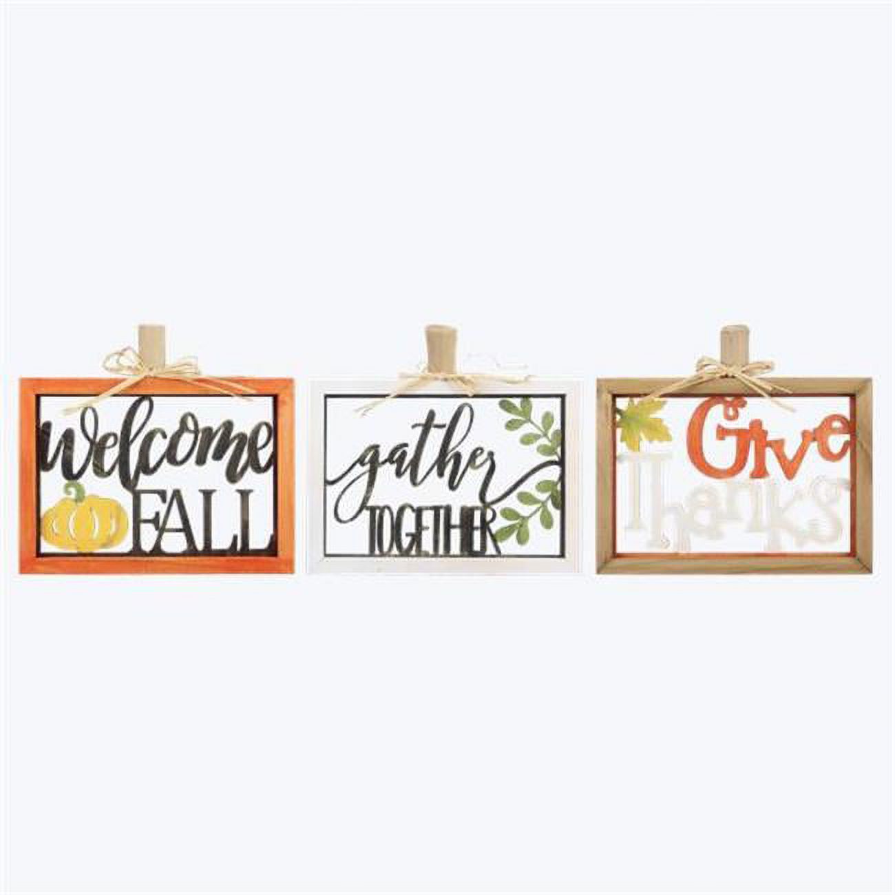 Youngs 81111 Wood Pumpkin Box Tabletop Sign with Fall Cutout Designs ...