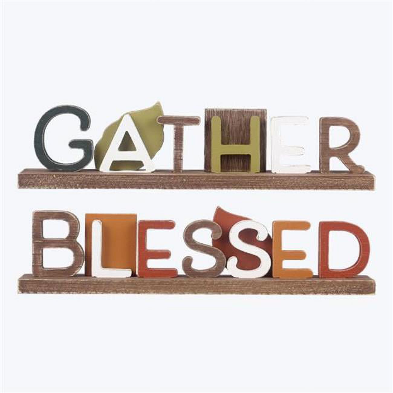Youngs 81156 Wood Fall Tabletop Signs for Gather, Blessed, Assorted ...