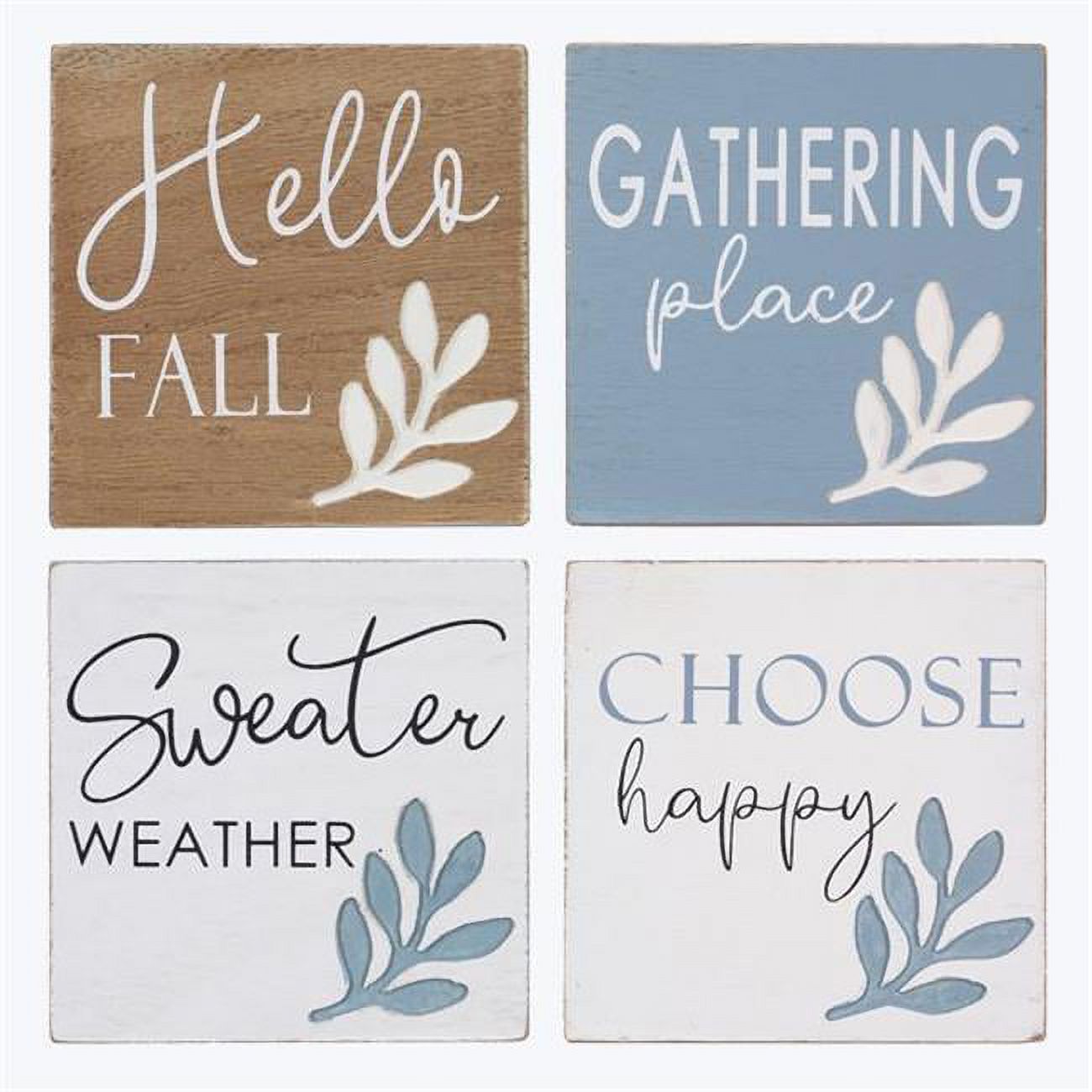 Youngs 82002 Wood Square Tabletop Fall Sign, Assorted Color - 4 Piece ...