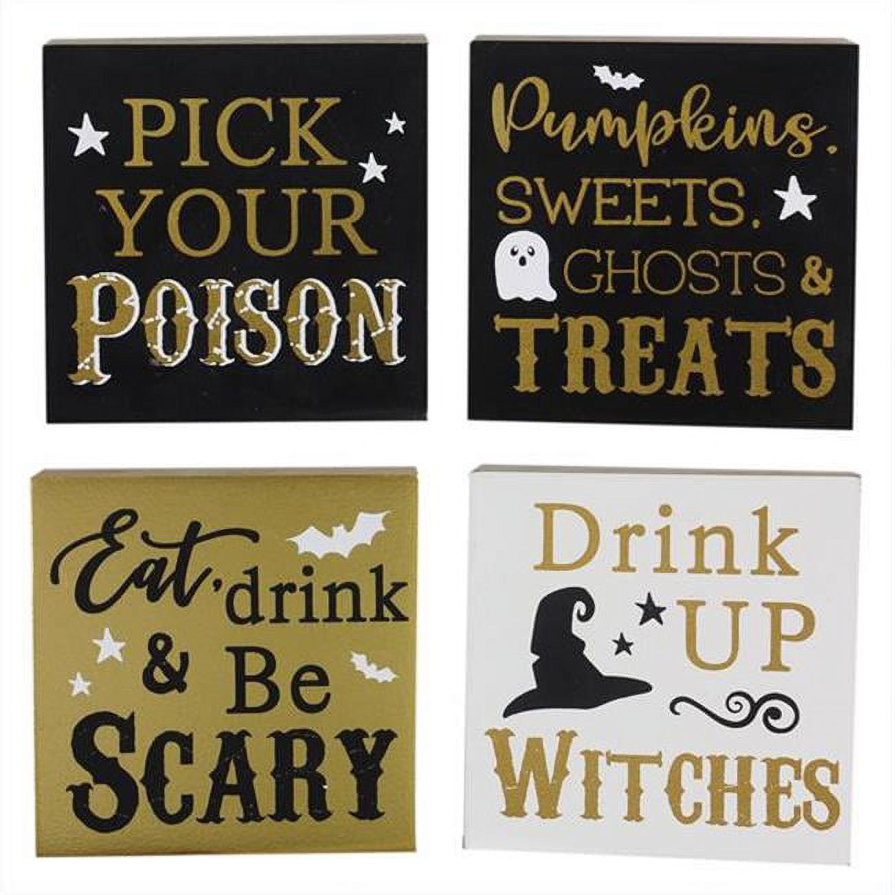 Youngs 82220 Wood Spooky Glam Halloween Tabletop & Wall Sign, Assorted ...