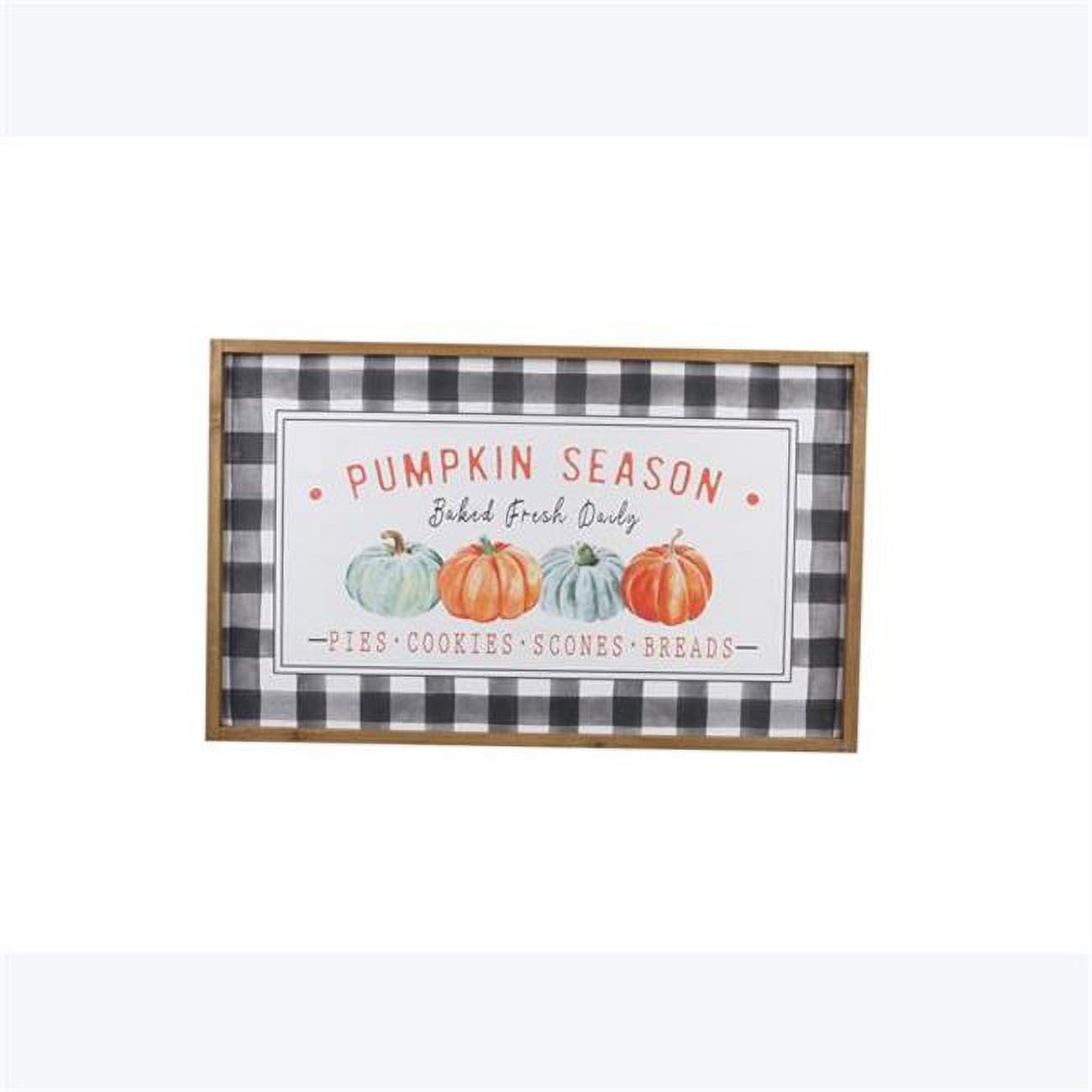 Youngs 82427 Wood Framed Pumpkin Season & Buffalo Plaid Wall Sign ...