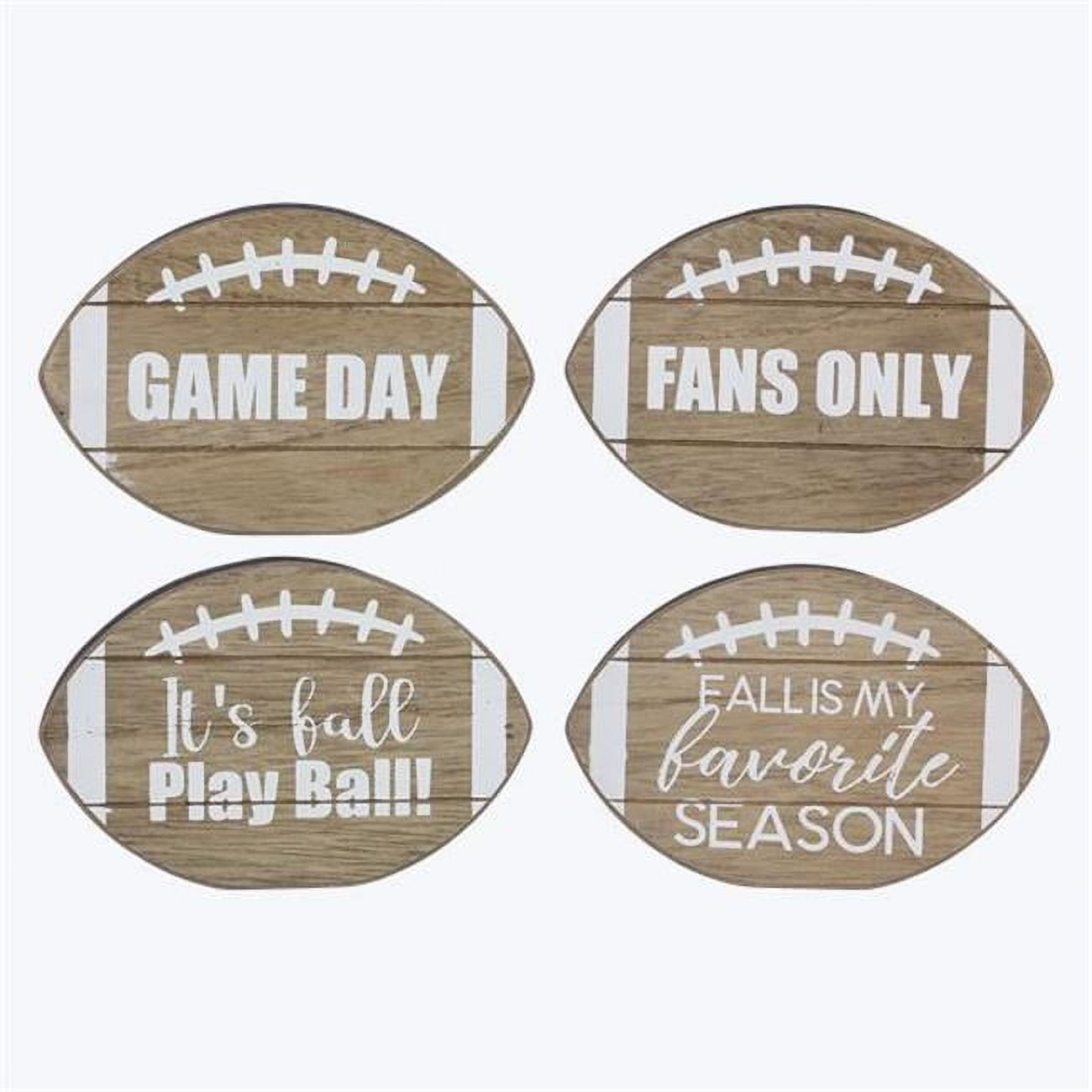 Youngs 82540 Wood Football Tabletop Sign, Assorted Color - 4 Piece ...