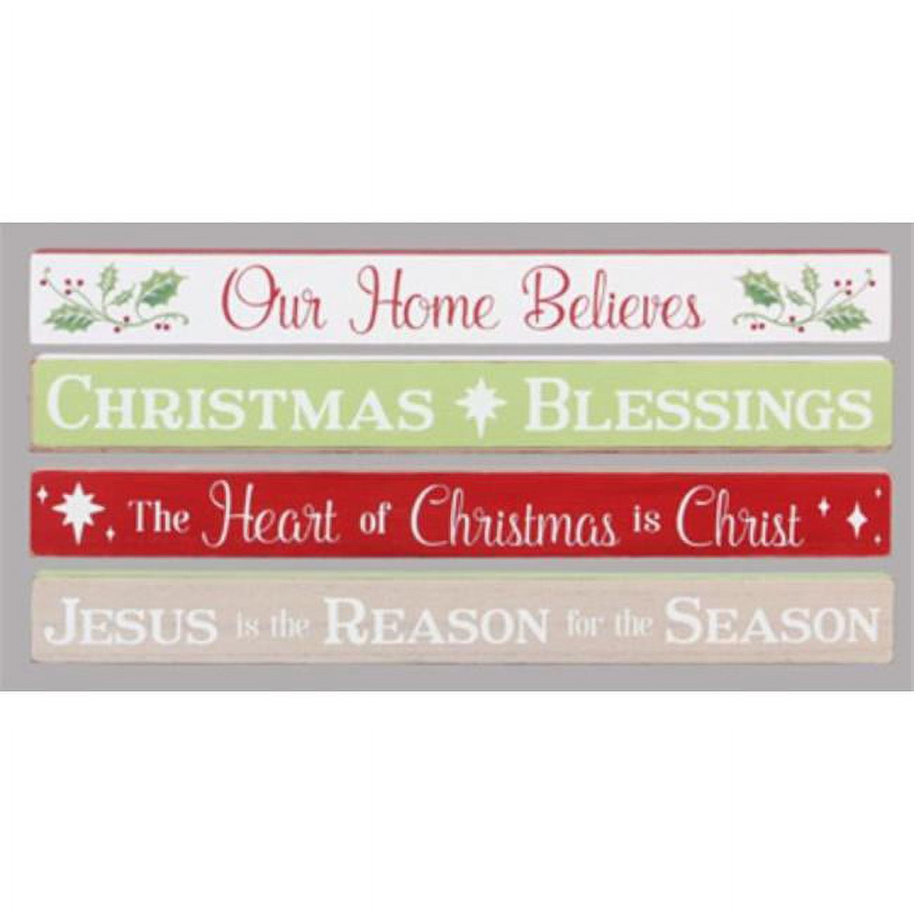 Youngs 90855 Wood Long Block Table Top Christmas Signs, Assorted Color ...
