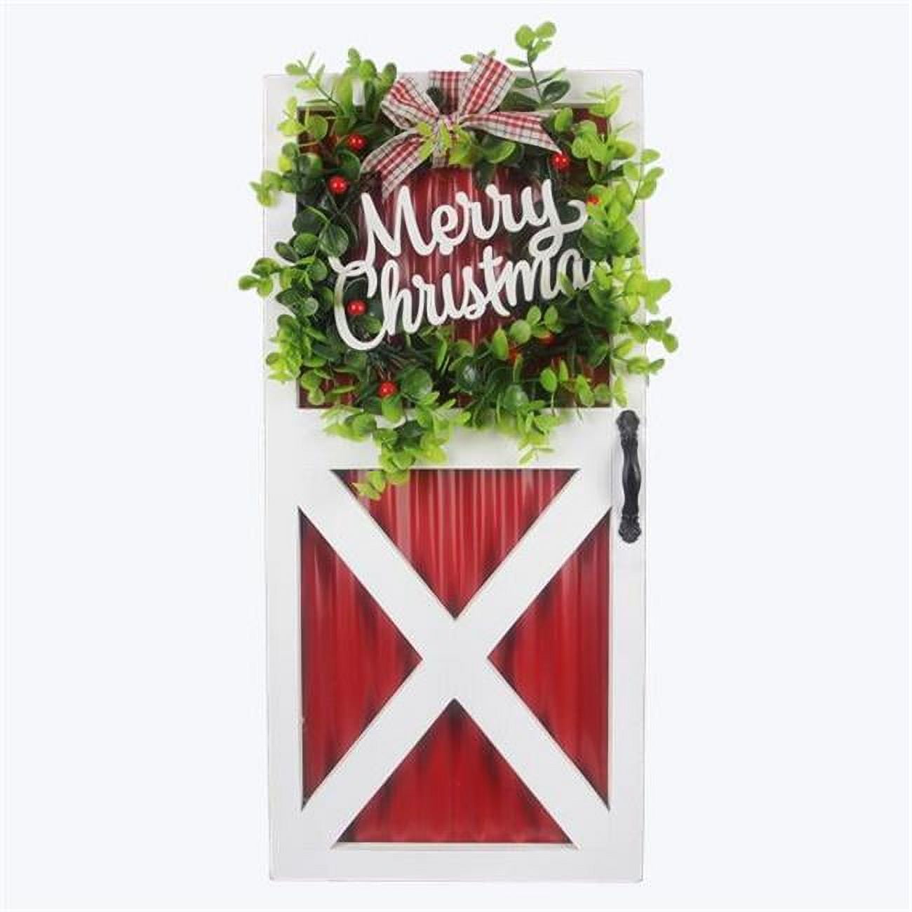 Youngs 91559 Wood Christmas Barn Door Wall Sign with Wreath - Walmart.com