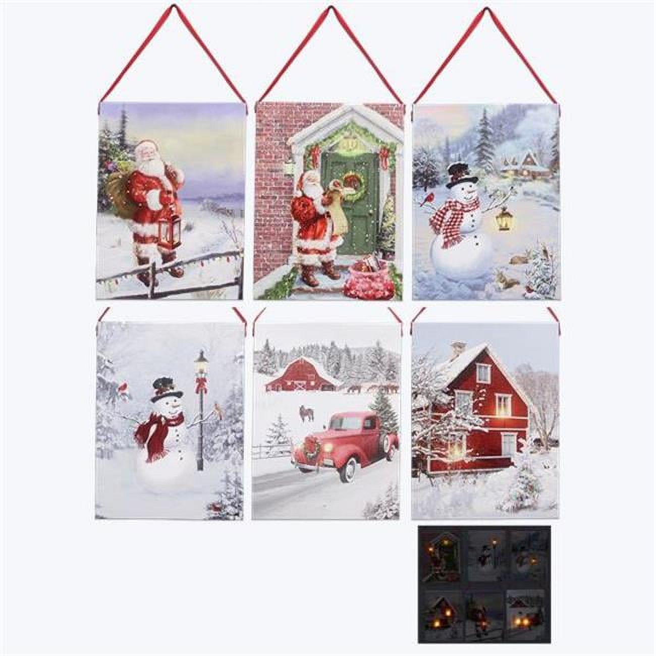 Youngs 91597 Christmas Santa Light Up Canvas with Timer, Assorted Color ...