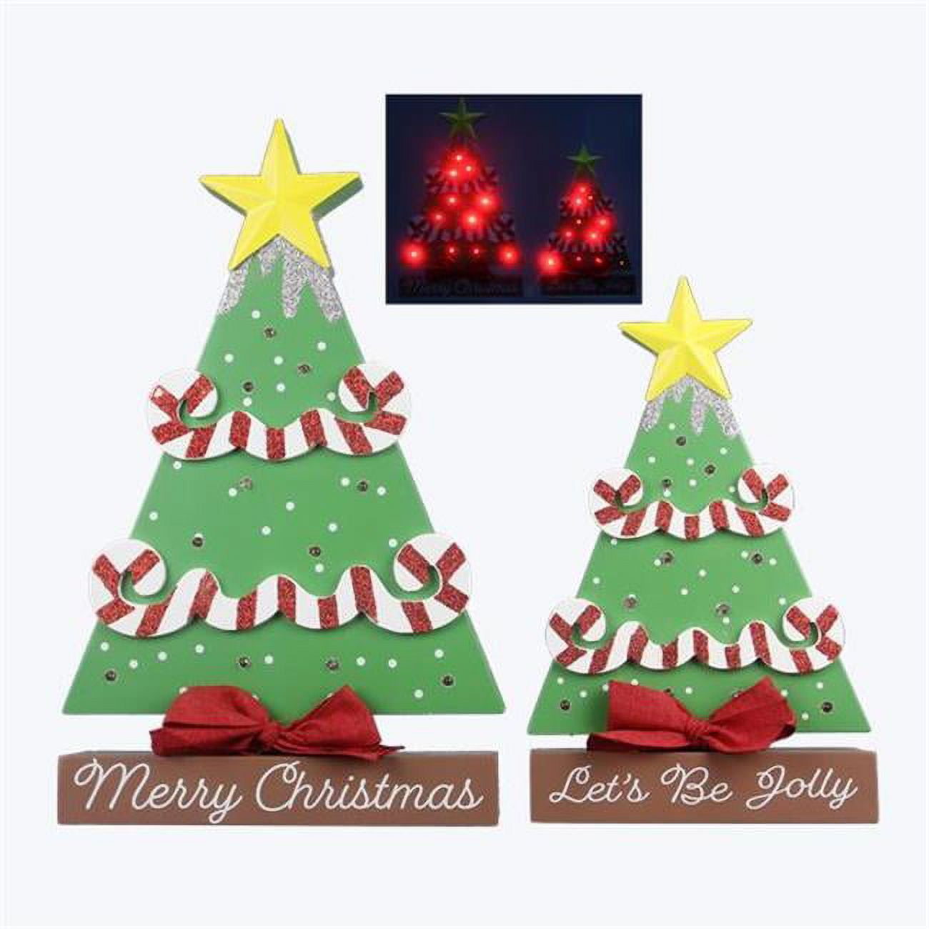 Youngs 91679 Wood Christmas Tree with LED - Set of 2 - Walmart.com