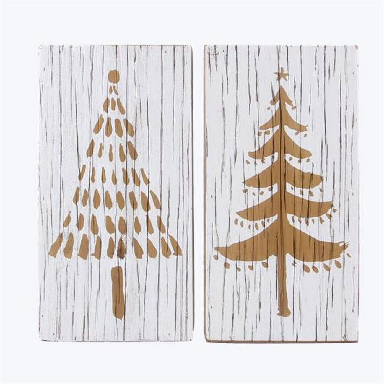 Youngs 91788 Wood Plaque Christmas Tree Tabletop Sign, Assorted Color ...
