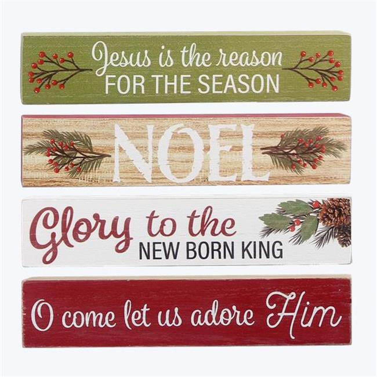Youngs 91893 Wood Christmas Mini Block Signs, Assorted Color - 4 Piece ...