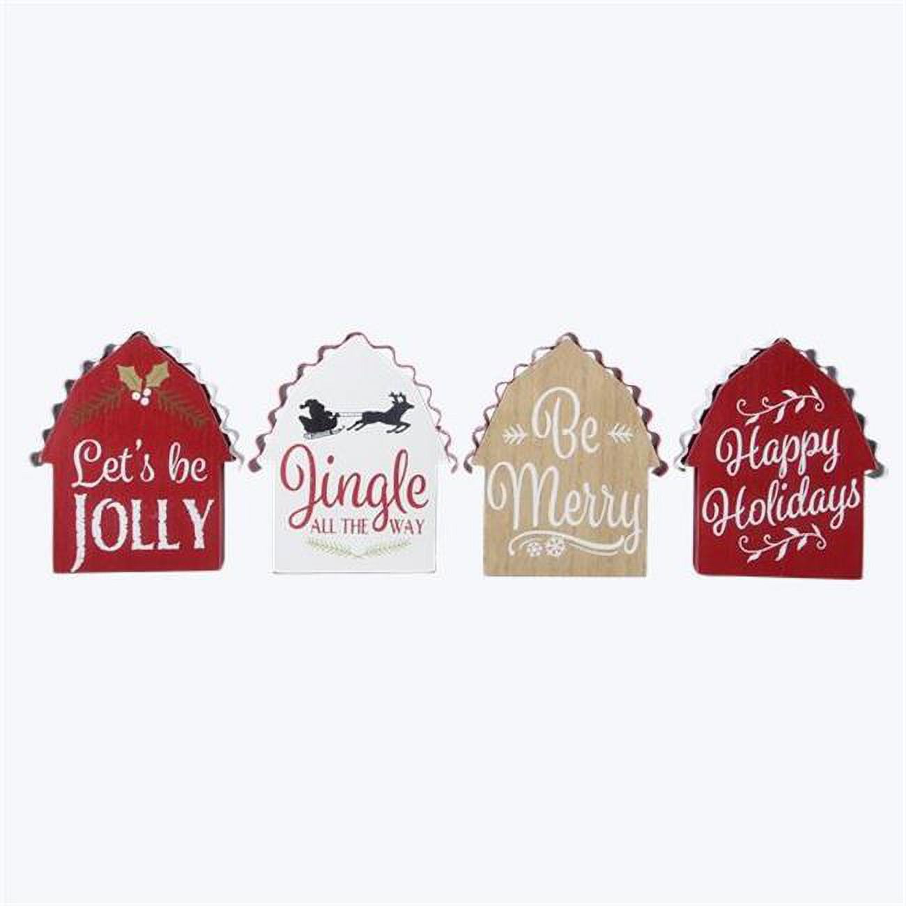 Youngs 91898 Wood Barn House Tabletop Christmas Sign, Assorted Color ...