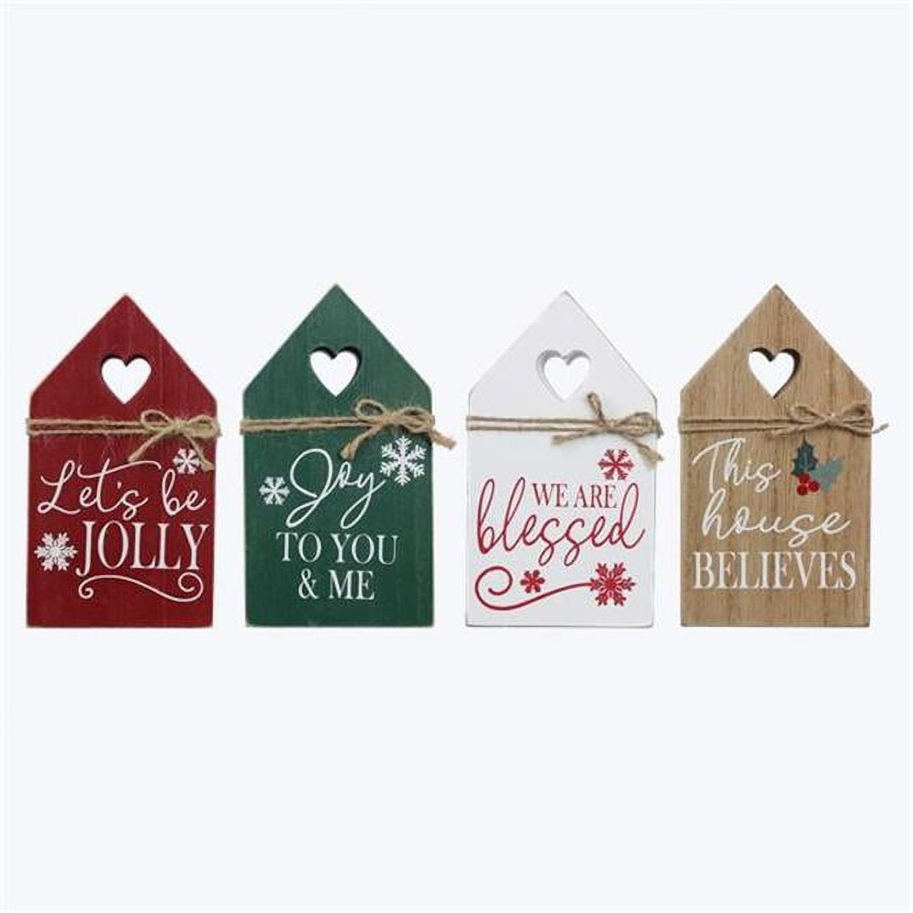 Youngs 92003 Wood Tabletop Christmas House Shaped Sign with Heart ...