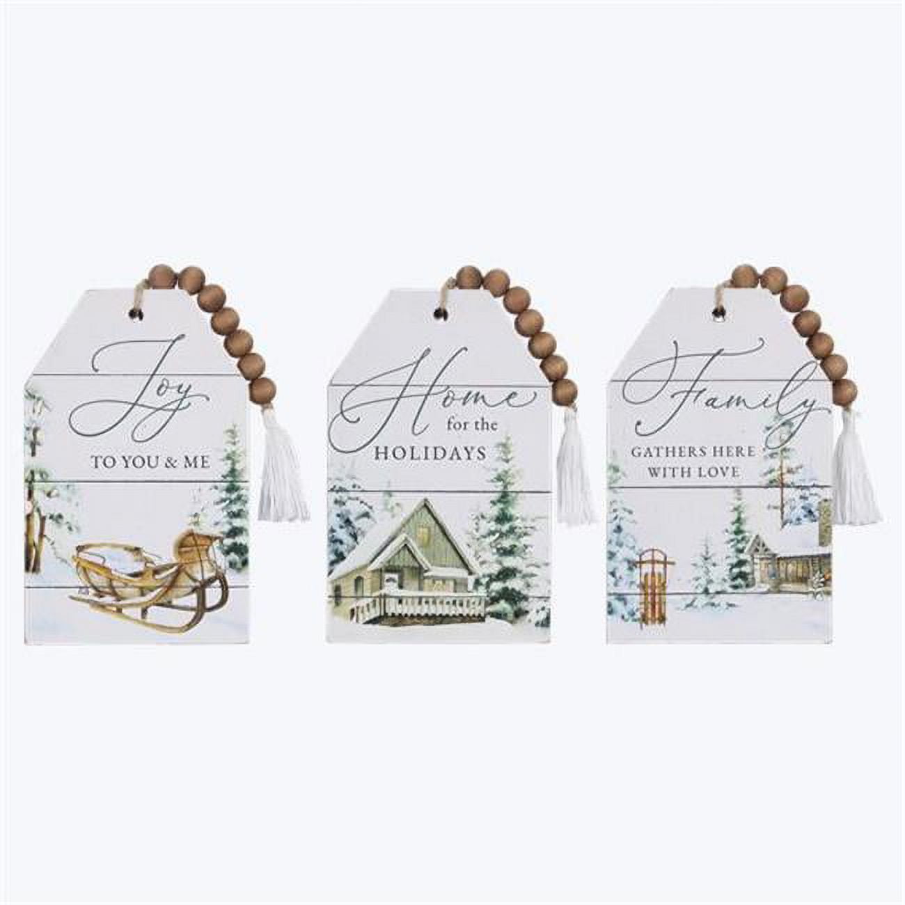 Youngs 92285 Wood Wintergreen Block Tag Signs with Blessing Beads ...